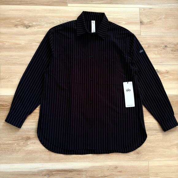 ALO Yoga | Tops | Alo Pinstripe Daylight Button Down Long Sleeve Xs ...